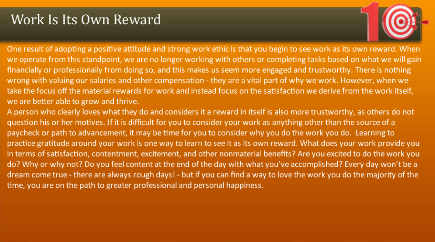 Work Is Its Own Reward - FreshSkills