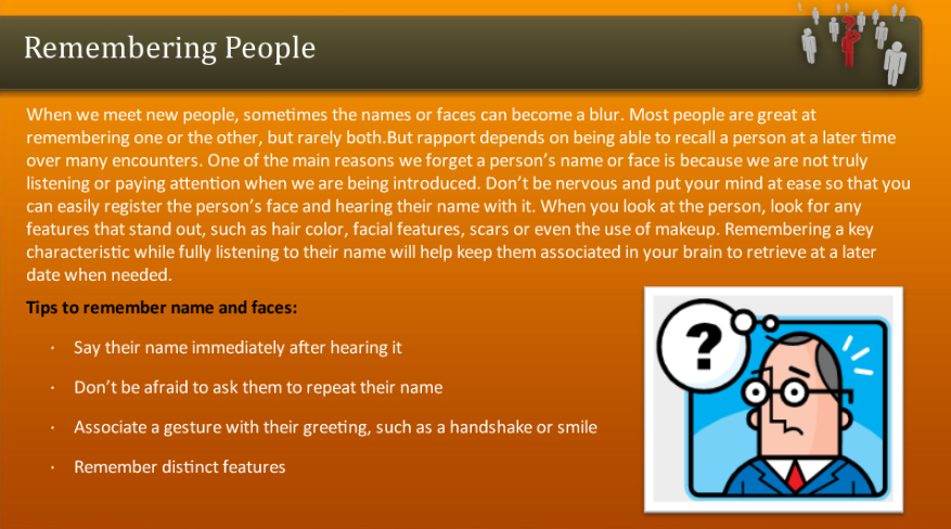 Remembering People - FreshSkills