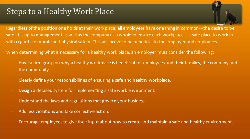 Steps to a Healthy Work Place - FreshSkills
